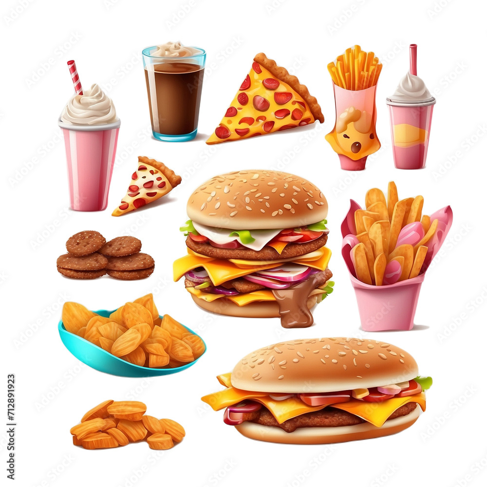 Colorful fast food menu, vibrant and eye-catching fast food offerings ...
