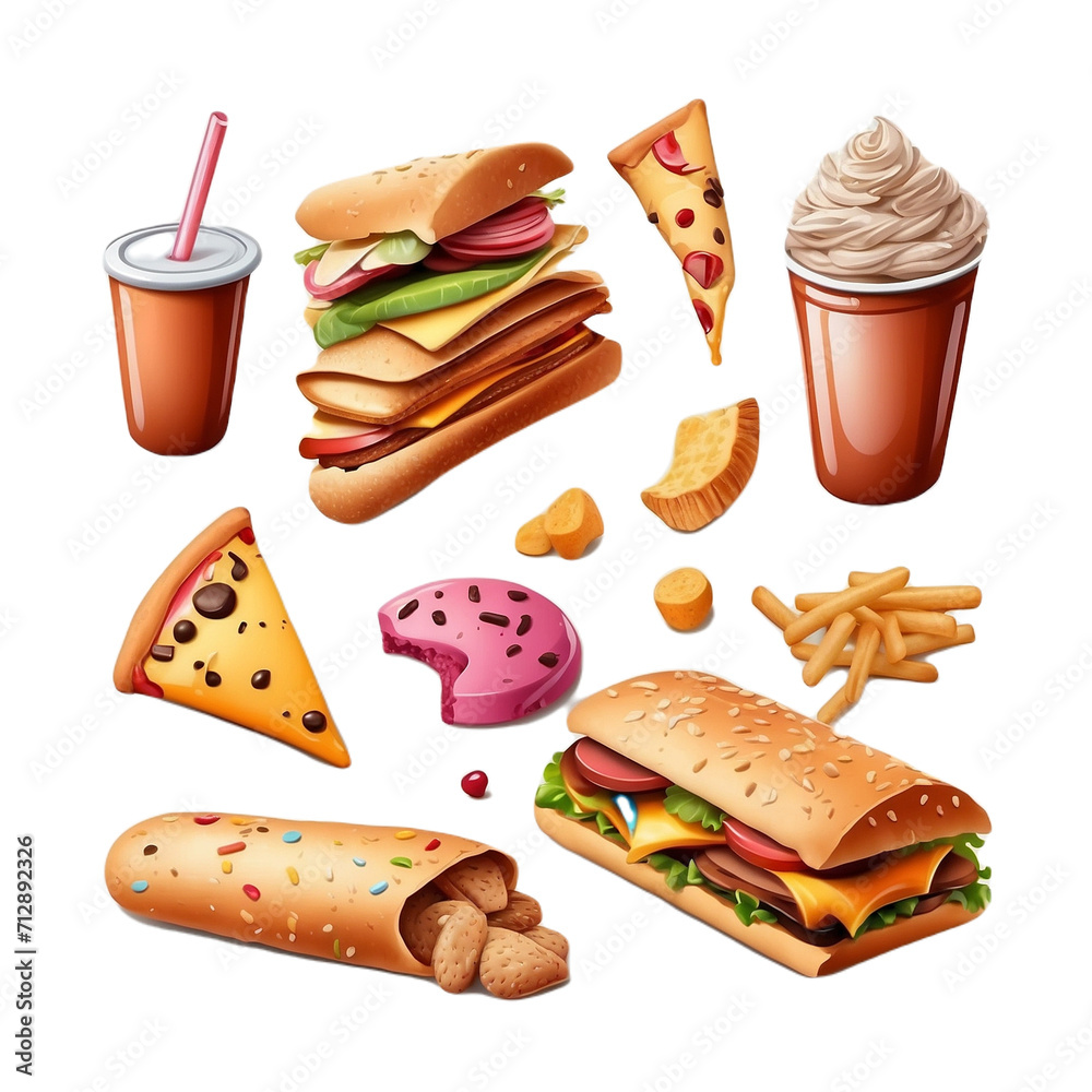 Colorful fast food menu, vibrant and eye-catching fast food offerings ...