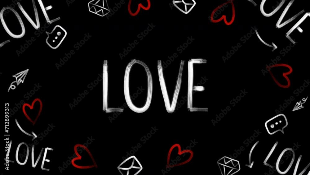 Love font handwriting. 4K Font animated sketches. Seamless love pattern ...