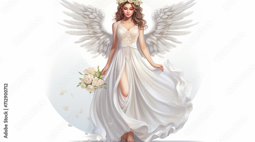 illustration of a very beautiful heavenly angel, very white skinned ...