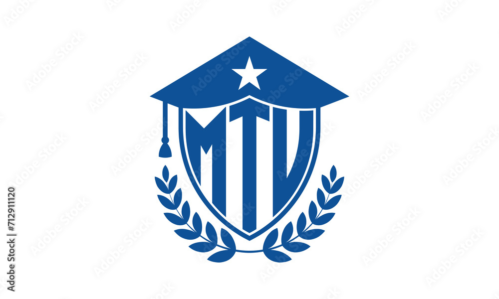 MTU three letter iconic academic logo design vector template. monogram ...