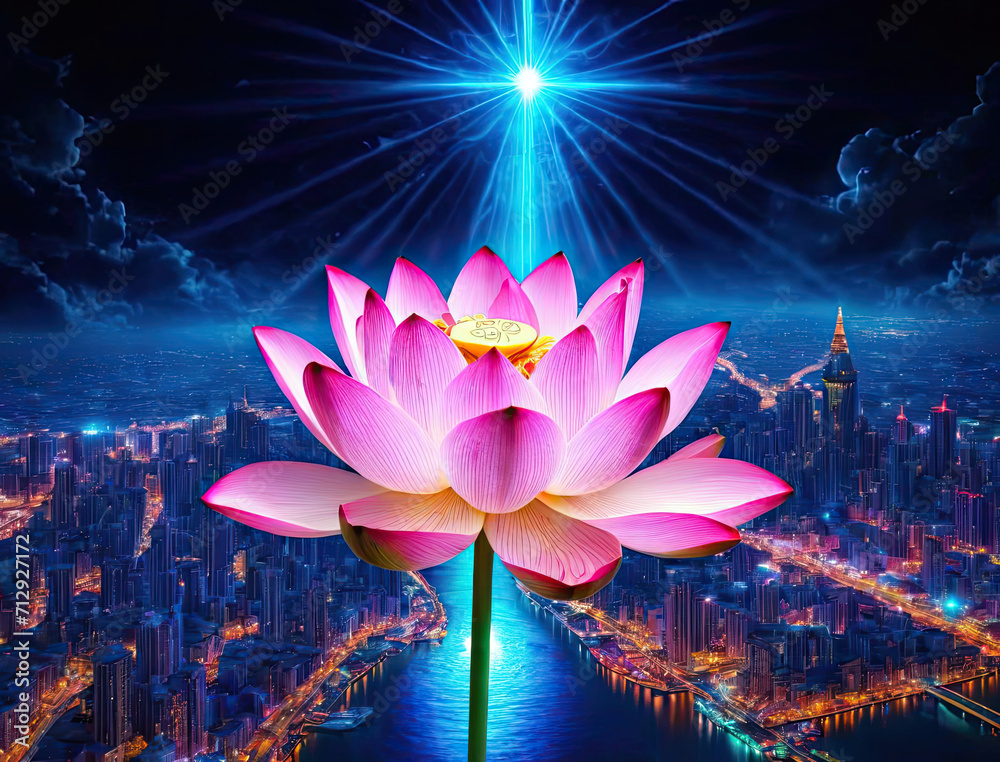 Psychedelic Cityscape - A surreal journey of self-discovery with lotus ...