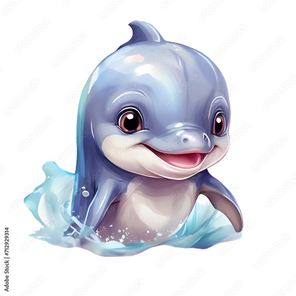 cute baby dolphin clipart in water Stock Illustration | Adobe Stock