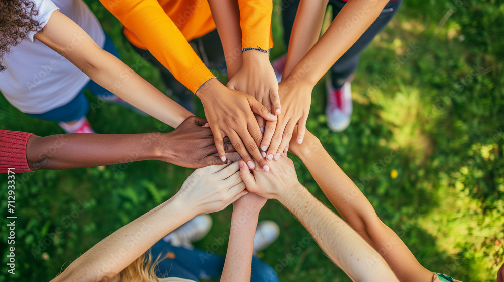 Kinder halten Hände zusammen übereinander Stock Photo | Adobe Stock