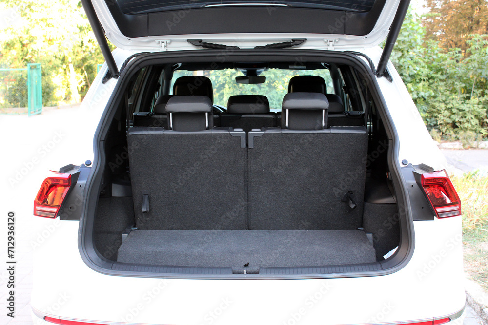 Vinnytsia, Ukraine; Sep 28, 2023. Volkswagen Tiguan R-Line open trunk ...