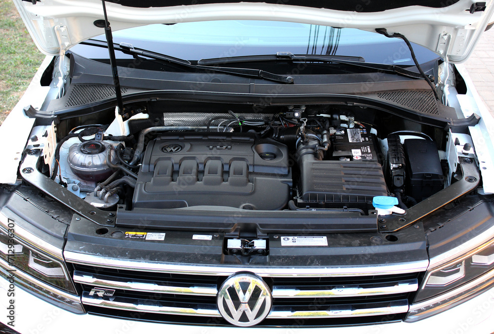 Vinnytsia, Ukraine; Sep 28, 2023. Close up Volkswagen Tiguan R-Line TDI ...