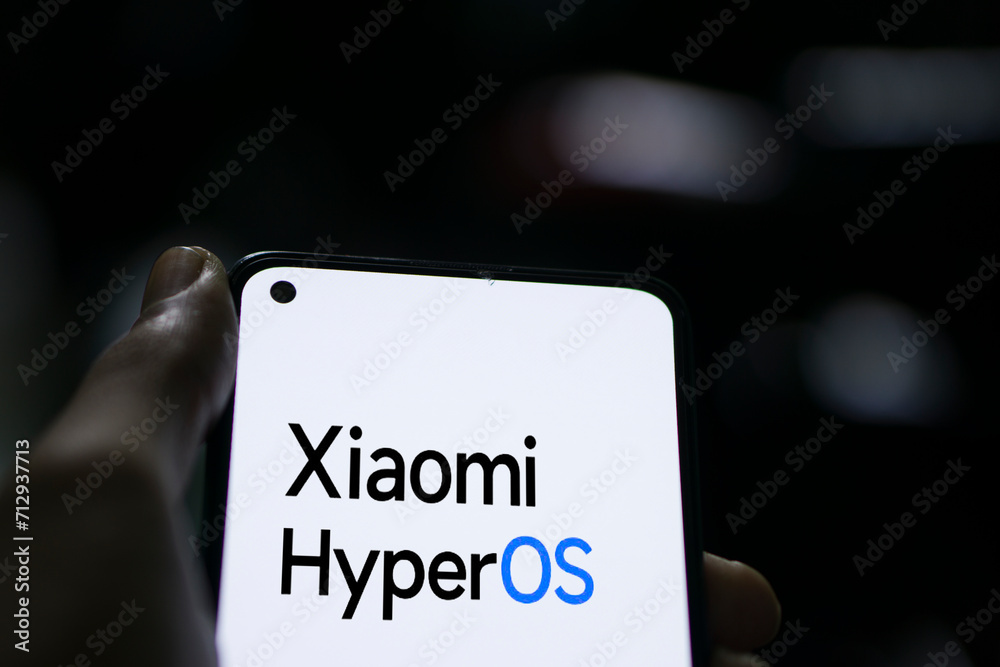 Dhaka, Bangladesh - 19 January 2024: Xiaomi HyperOS on smartphone ...