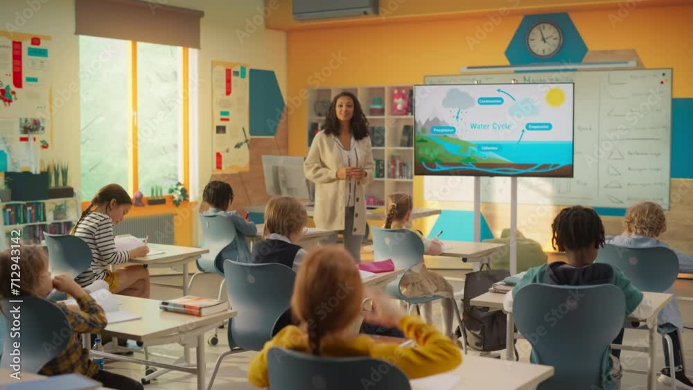 Young Geography Teacher Explaining How Water is Circulating on Our ...