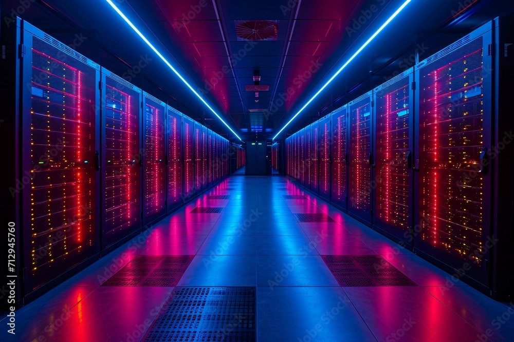 Center server racks with computer network professional photography ...