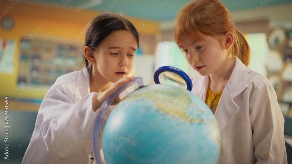 Smart Talented Girls Experimenting and Researching a Geography ...