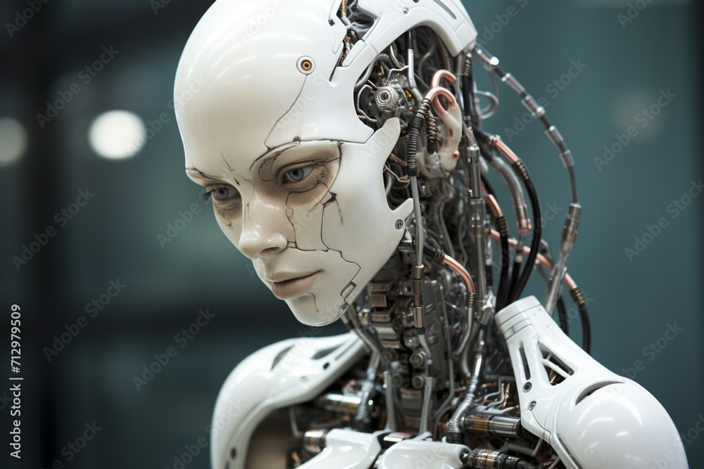 A humanoid biobot with enhanced sensory organs, like advanced eyes and ...