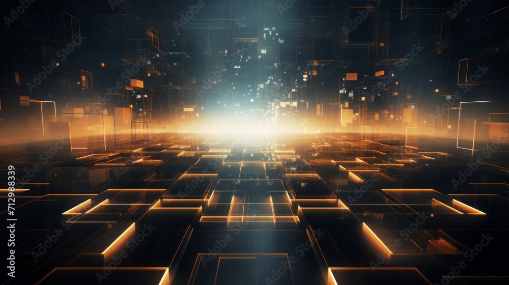 Dynamic fusion: abstract tech background with vibrant colors and ...