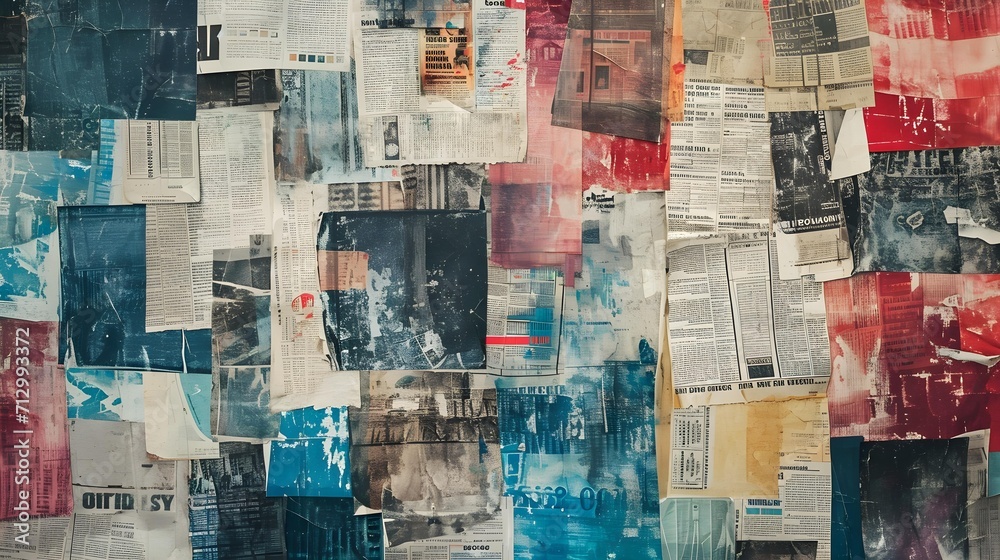 Newspaper Magazine Collage Background Texture. Stock Illustration ...