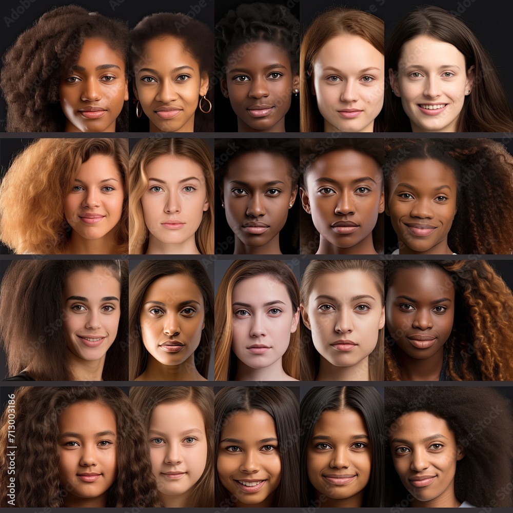 Model management. A series of portraits representing variety and ...