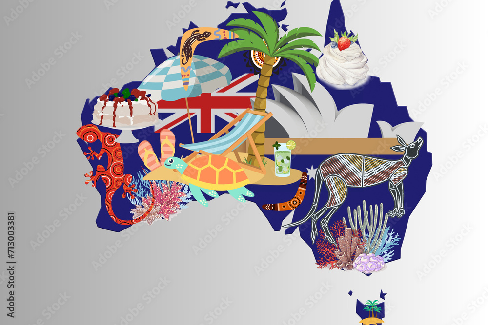 flat illustration depicting all features and natural beauty of ...