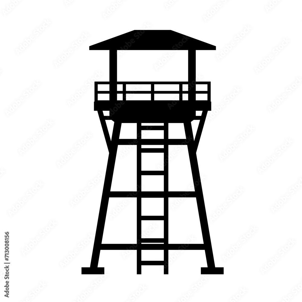 Watchtower silhouette vector. Guard tower silhouette can be used as ...