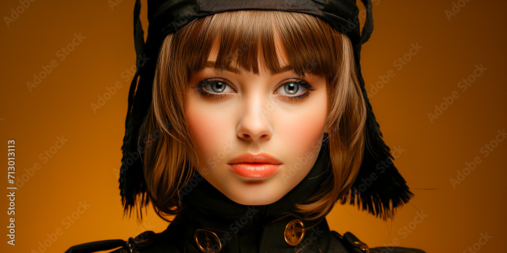 Tabloid style fashion with a mix of punk and glamour. Focus on a brown ...