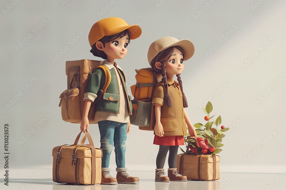 Family relocation moving cartoon illustration, world travel nomad new ...