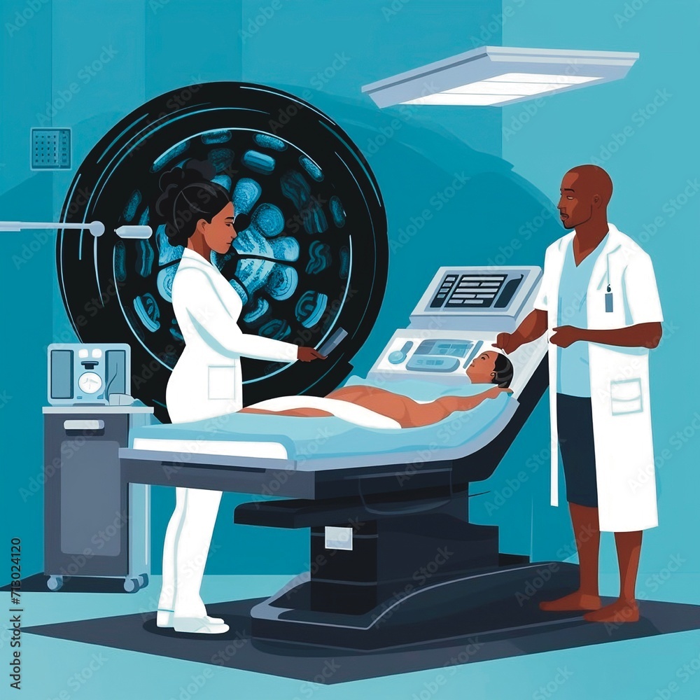 Black doctor and black nurse to examine patient, rest, scan, hospital ...