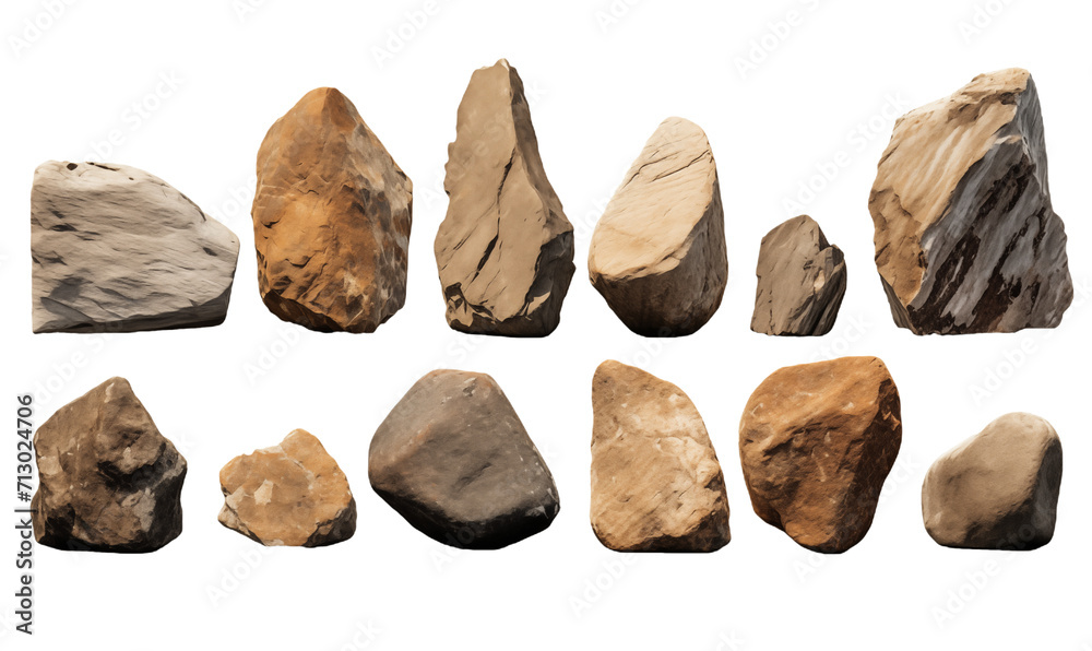 collection of various stones isolated on transparent background. each ...
