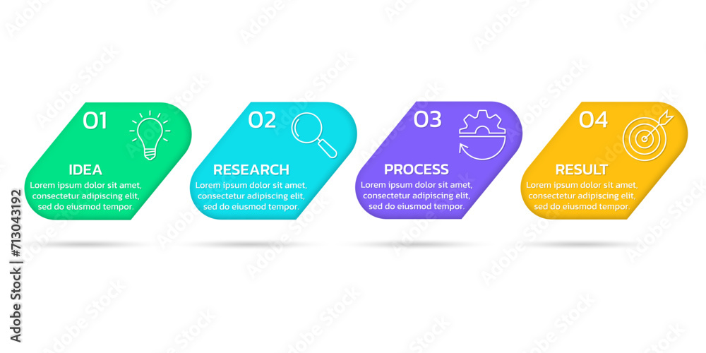 4 step info graphic. Process diagram, chart with business icons. Five ...