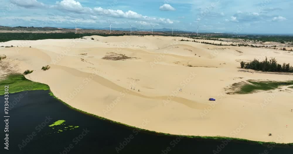 Stark geographical contrast between sand and water near Mui Ne, Vietnam ...