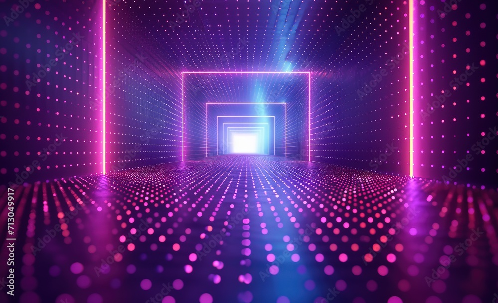 Abstract neon ultraviolet background. Modern laser sci-fi room, visual ...