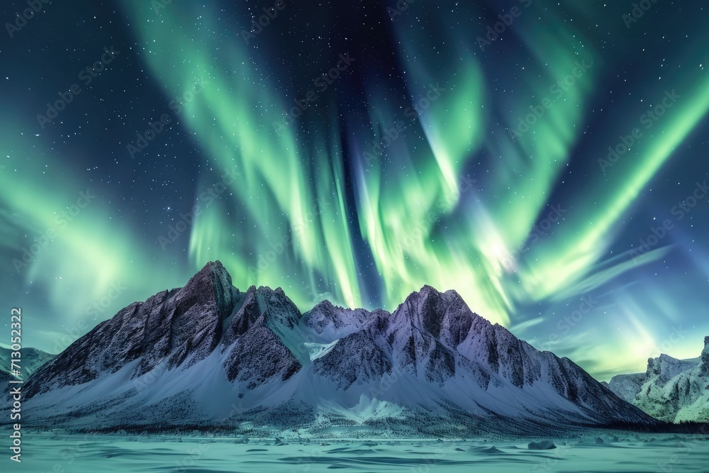 Aurora Borealis (Northern Lights) exploding over the Alaskan peaks ...