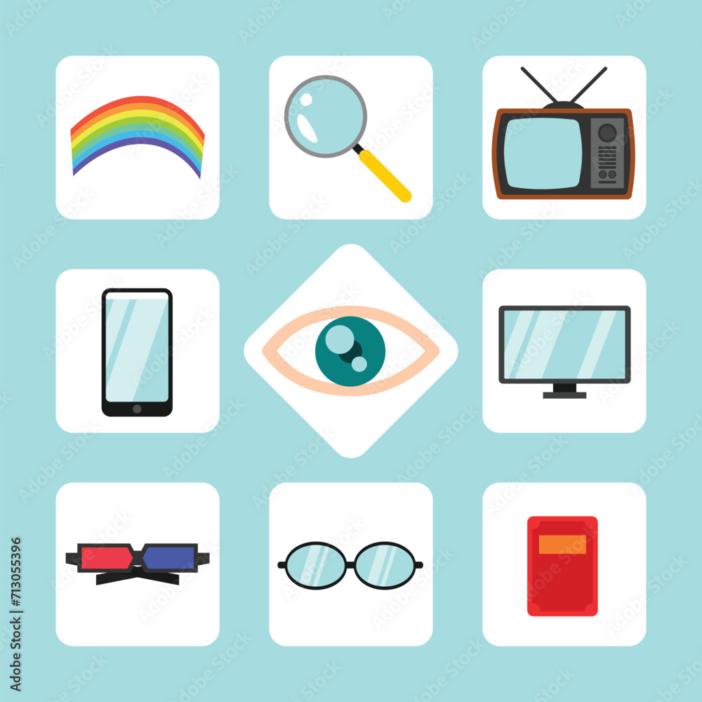 Sight Sense, Eye Vision Human Sense Nervous System Feeling Icon ...