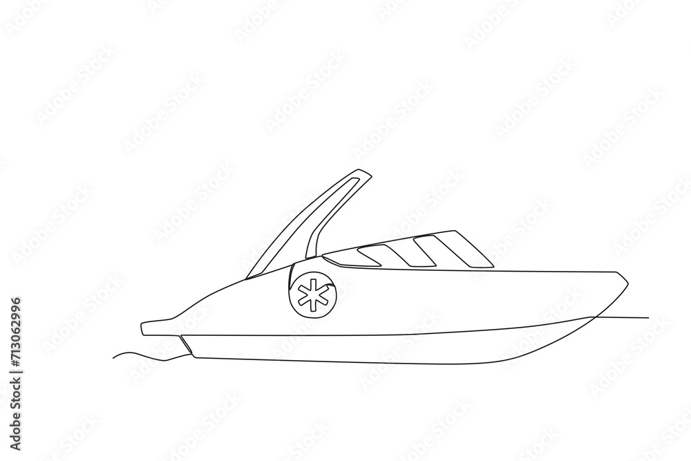 One continuous line drawing of Sar team boat. Single line draw vector ...