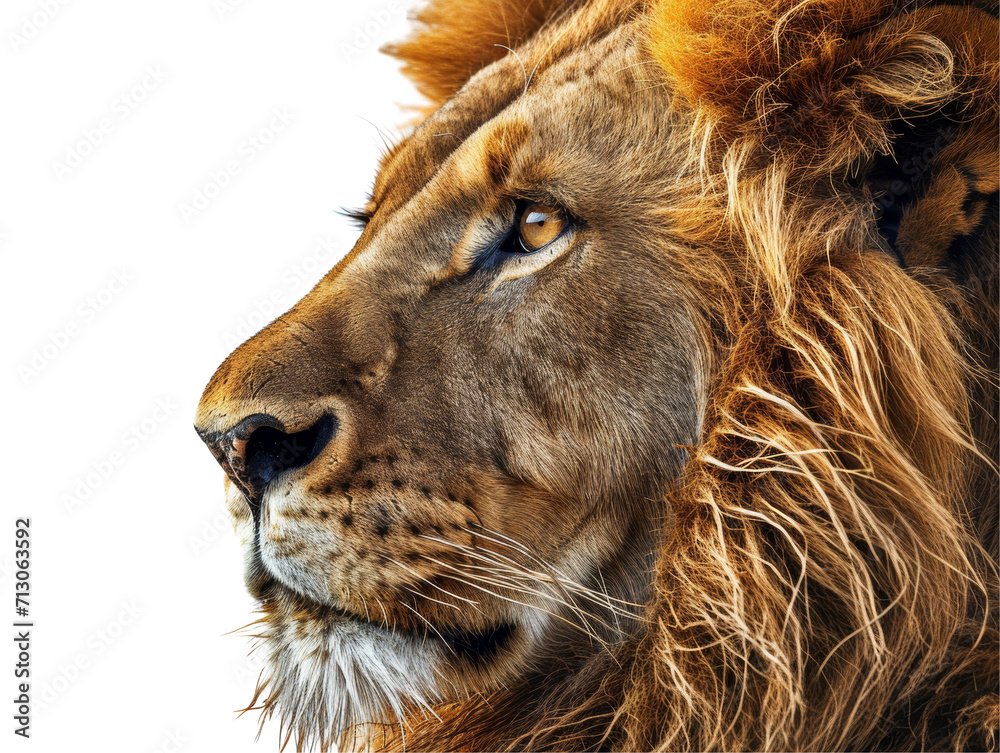 Lion Side View Face Shot Isolated on Transparent or White Background ...