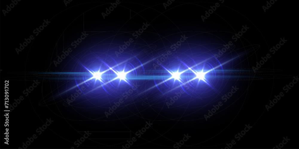 Police car flash effect on dark background. Patrol car emergency siren ...