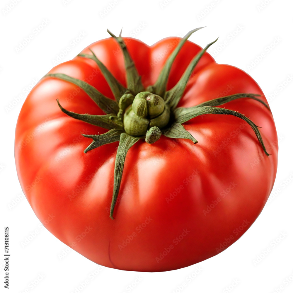 ripe tomato, red big tomato, tomato with green tail on a transparent ...