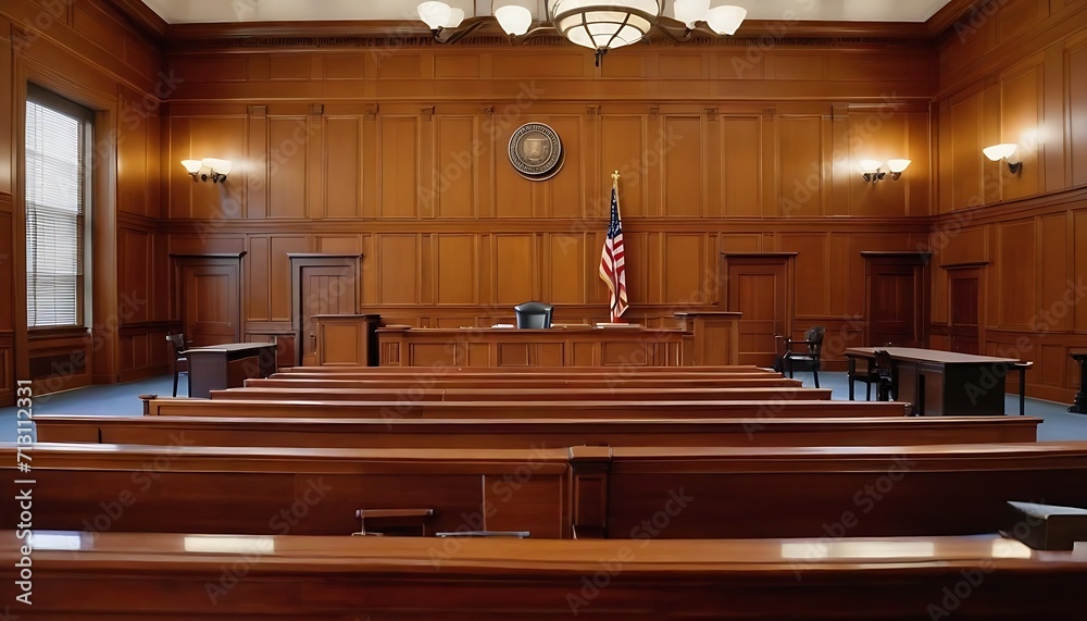 Empty American Style Courtroom. Supreme Court of Law and Justice Trial ...
