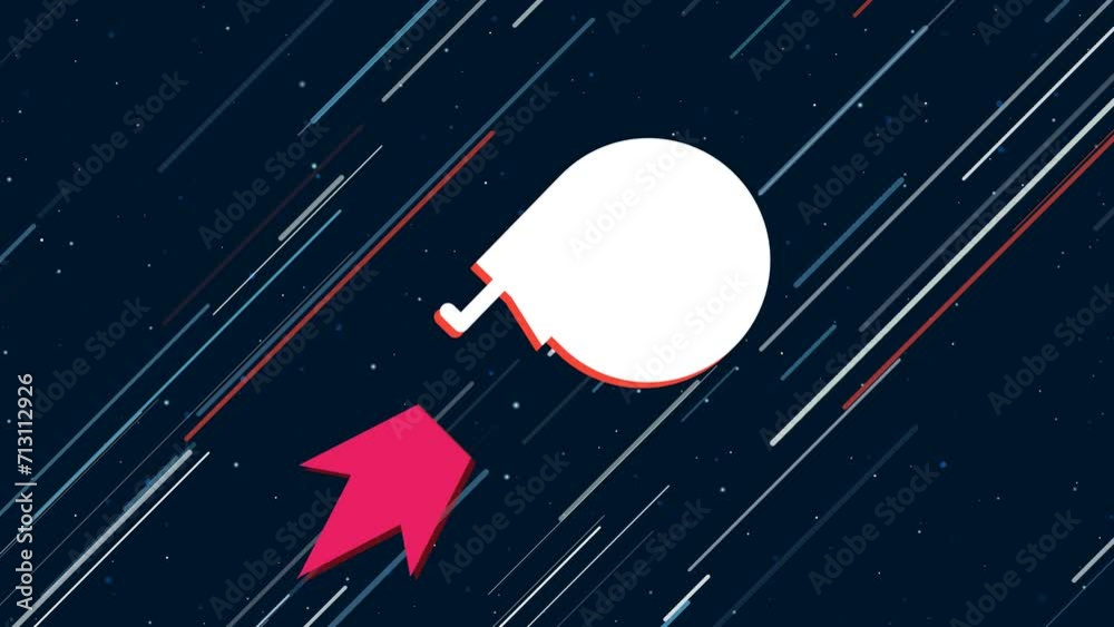 Tape measure symbol flies through the universe on a jet propulsion. The ...