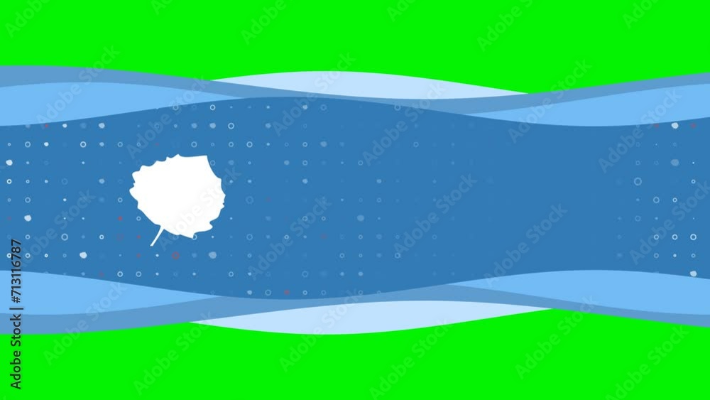 Animation of blue banner waves movement with white aspen leaf symbol on ...