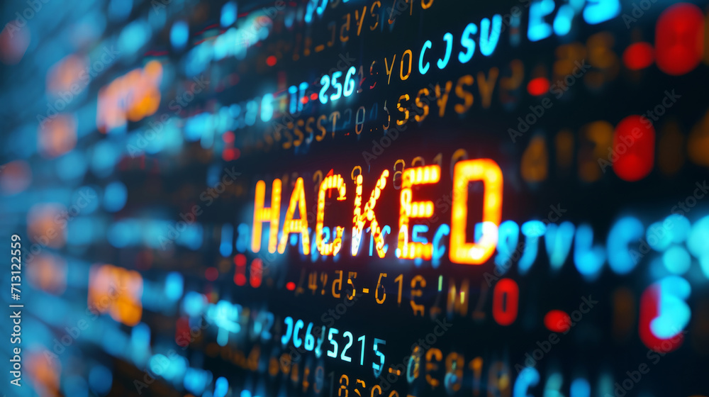 System hacking with info message. Background with a code on a blue ...