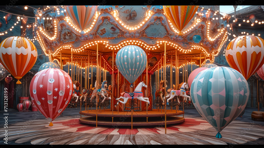 Step into a bygone era with our Vintage Carnival Balloon Carousel ...
