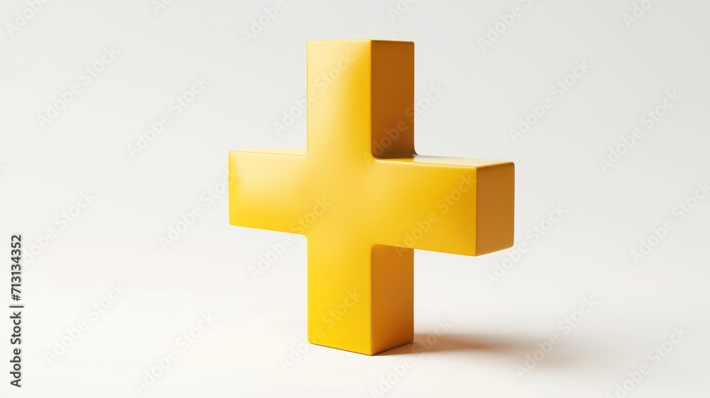 Plus sign cross symbol icon 3d illustration isolated on white ...