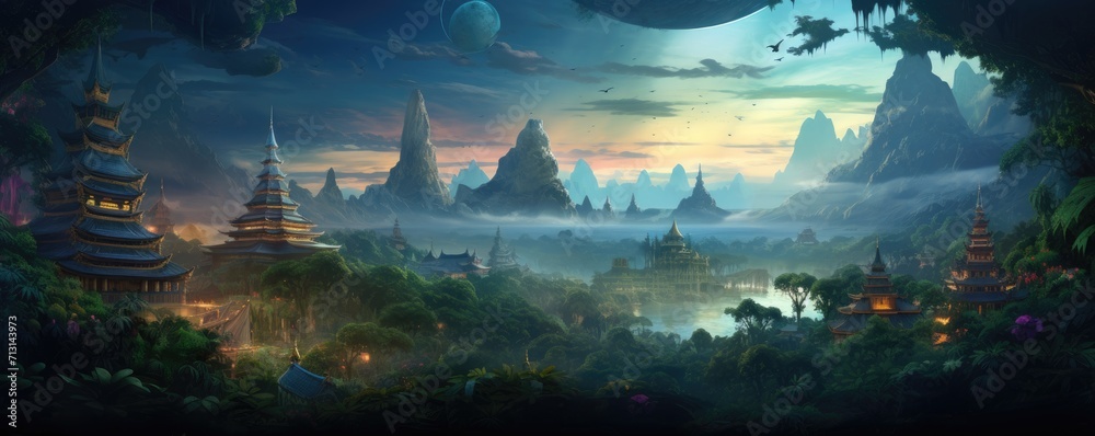 Beautiful Thailand landscape with amazing traditional architecture and ...