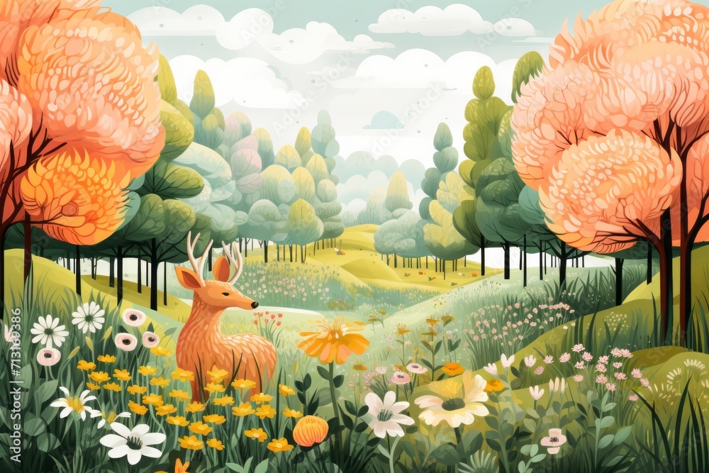 Celebrate the beauty of the outdoors with a cartoon forest background ...