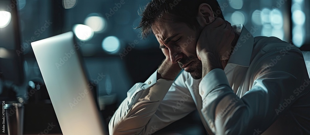 Business stress crying and burnout of a office employee suffering from ...