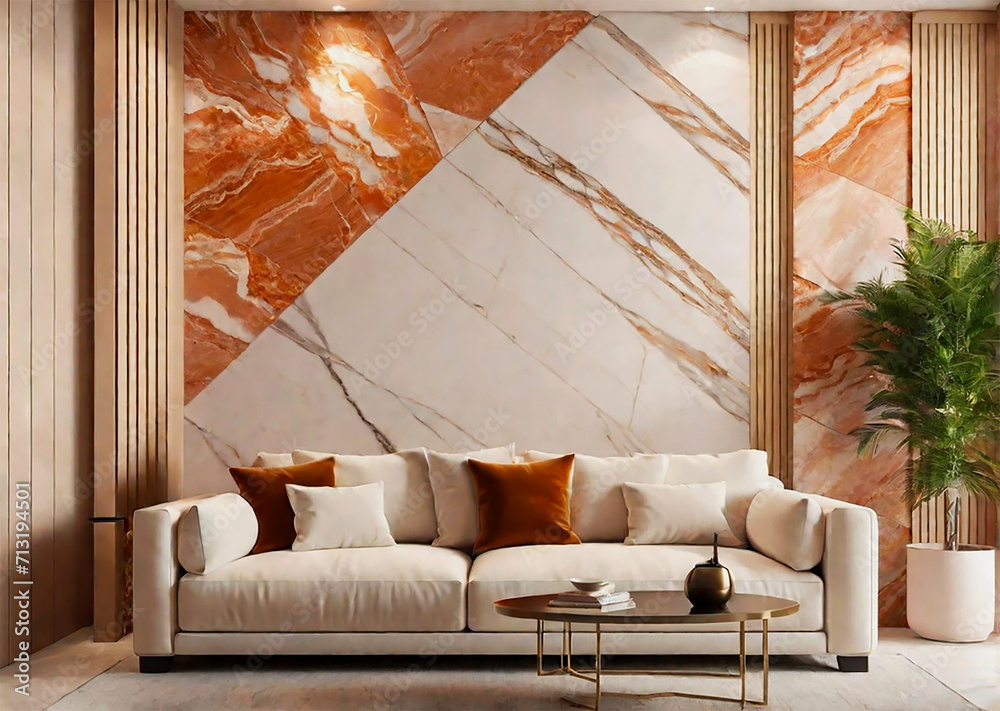 Minimalist Modern Living Room Interior Design with Marble Stone ...