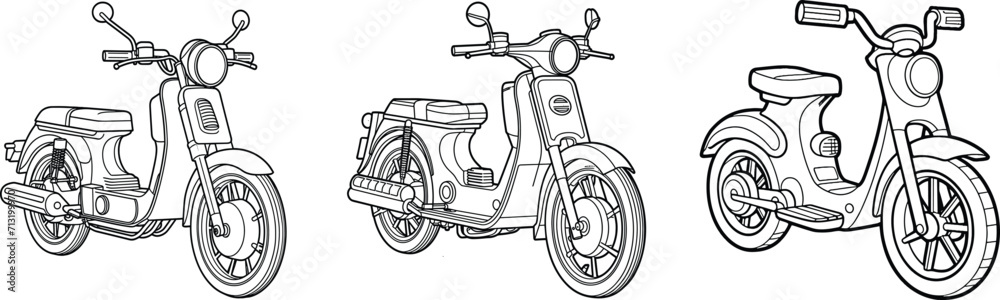 Motorbike vector illustration coloring page black and white motorcycle ...