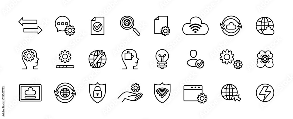 Software icon. Line symbols. Technician maintenance. Operate code ...