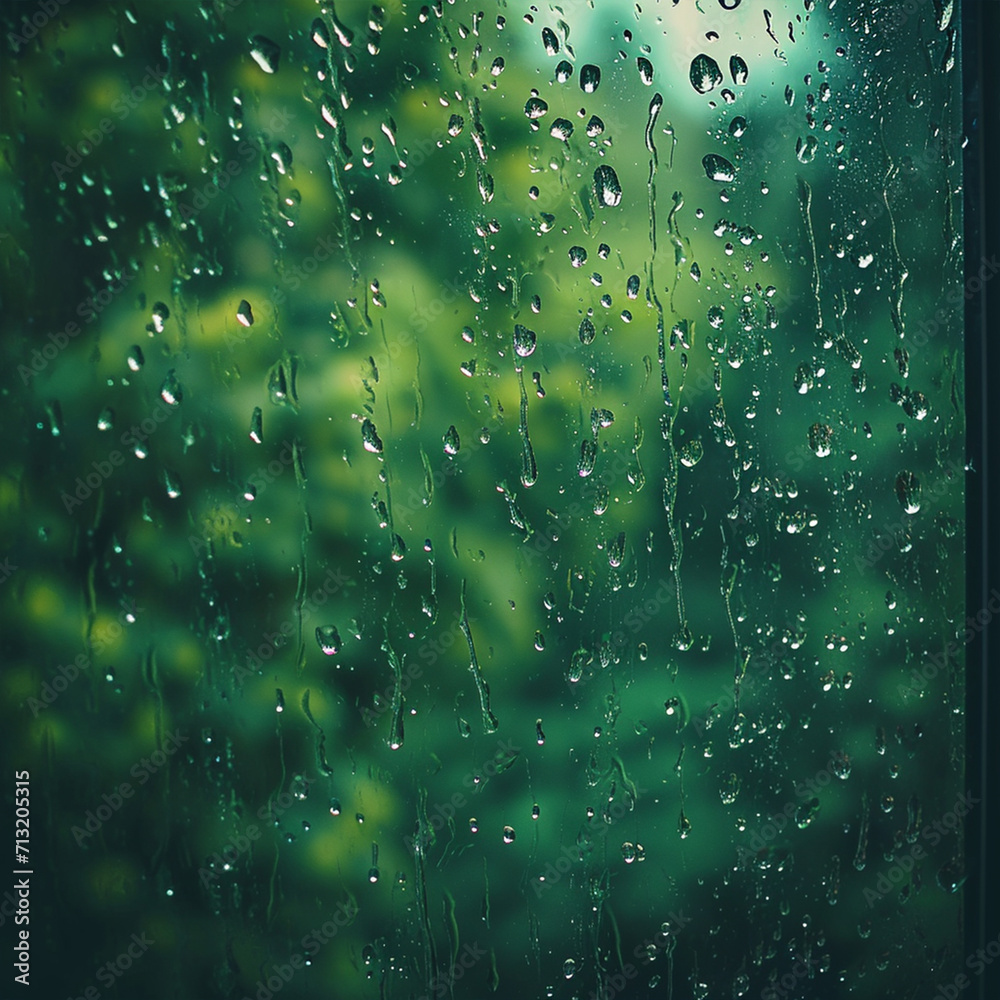 Beautiful view of raindrops running on window glass. Beautiful nature ...