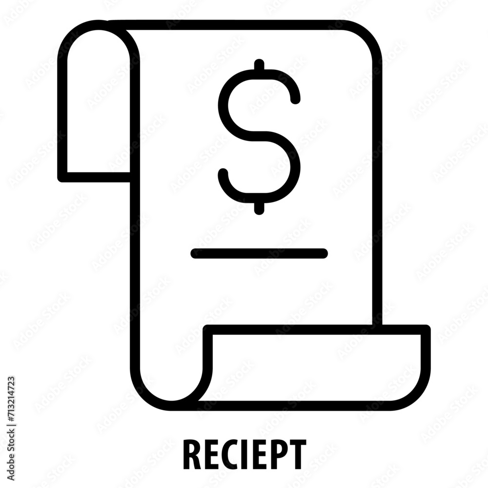 Vetor de Reciept, icon, Receipt, Proof of Purchase, Invoice, Bill ...