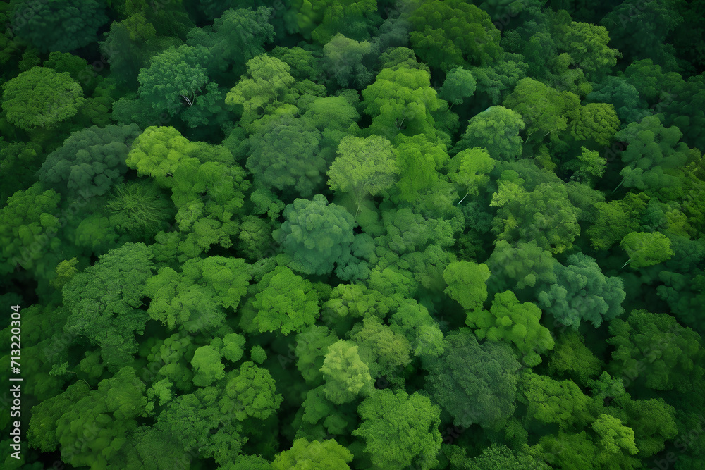 Aerial top view of green trees in forest. Drone view of dense green ...