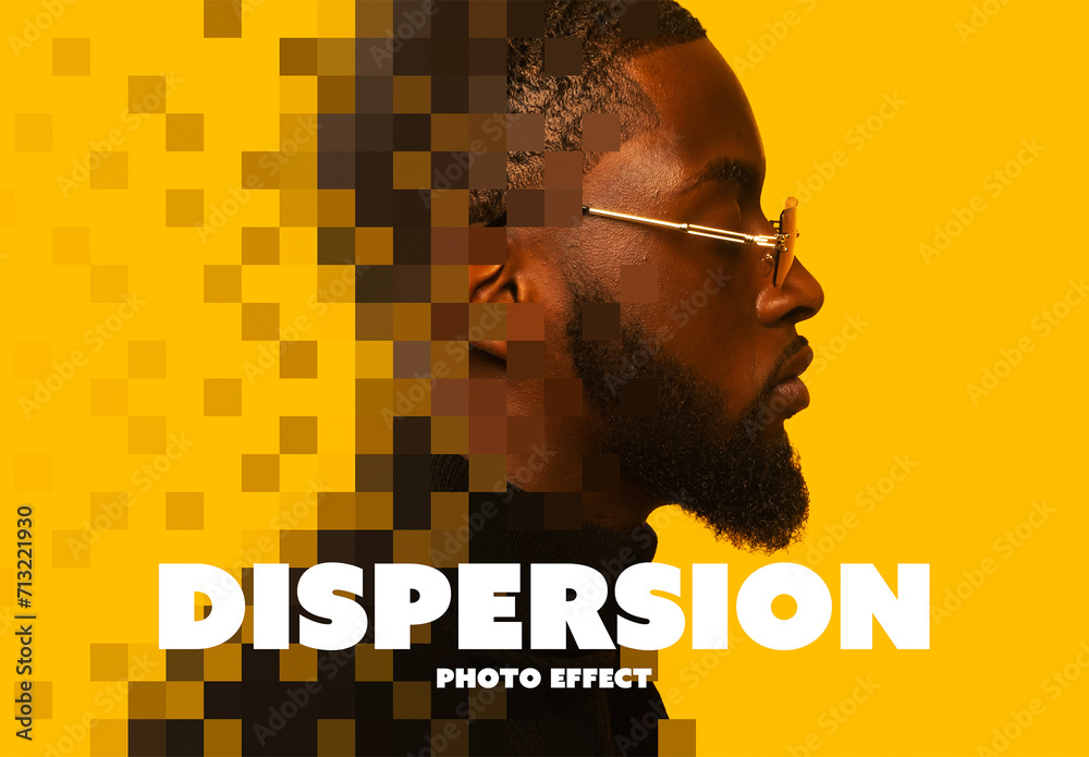 Pixel Dispersion Photo Effect Mockup Stock Template | Adobe Stock