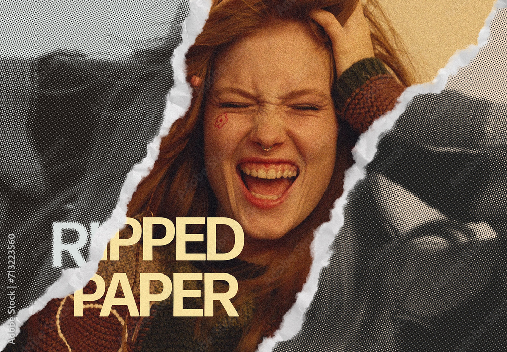 Ripped Paper Photo Effect Mockup Stock Template | Adobe Stock